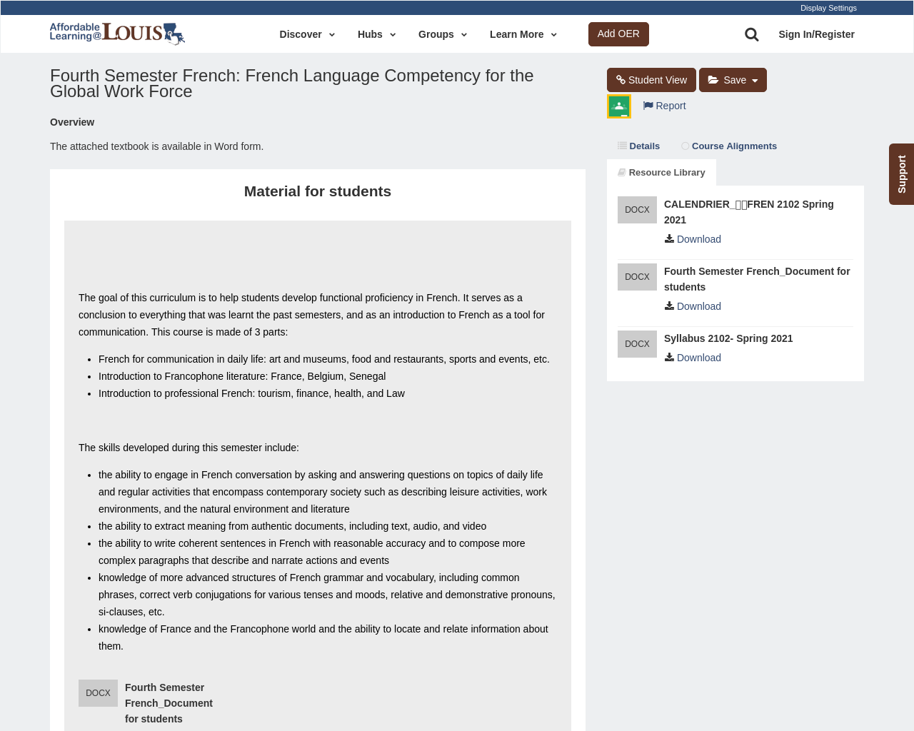 Fourth Semester French: French Language Competency for the Global Work ...