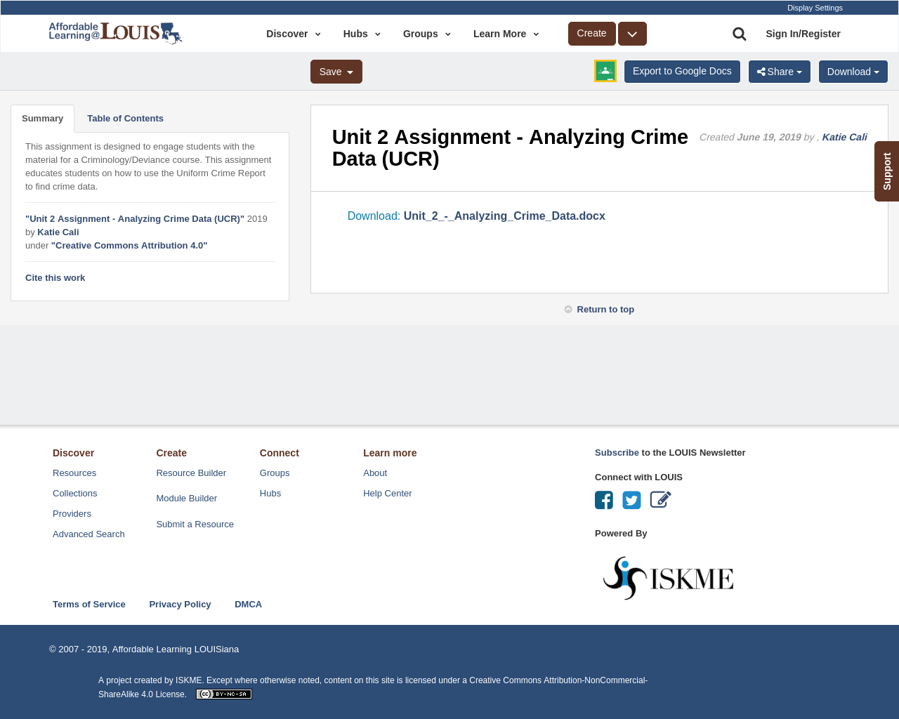 Unit 2 Assignment - Analyzing Crime Data (UCR) | OER Repository ...